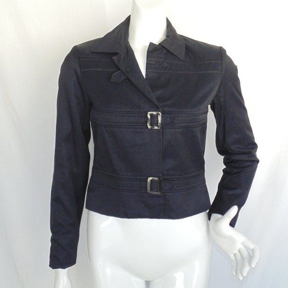 Black Buckle Jacket XS Snap front, Long sleeves, CFR, Collared ...