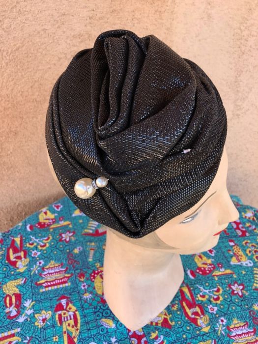1950s Black Lurex Off Center Crescent Hat | Fashion Conservatory