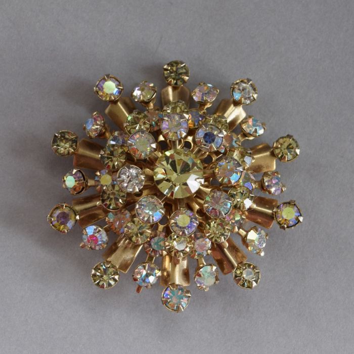 AB Rhinestone Starburst Vintage 60s Brooch Pin Costume Jewelry ...