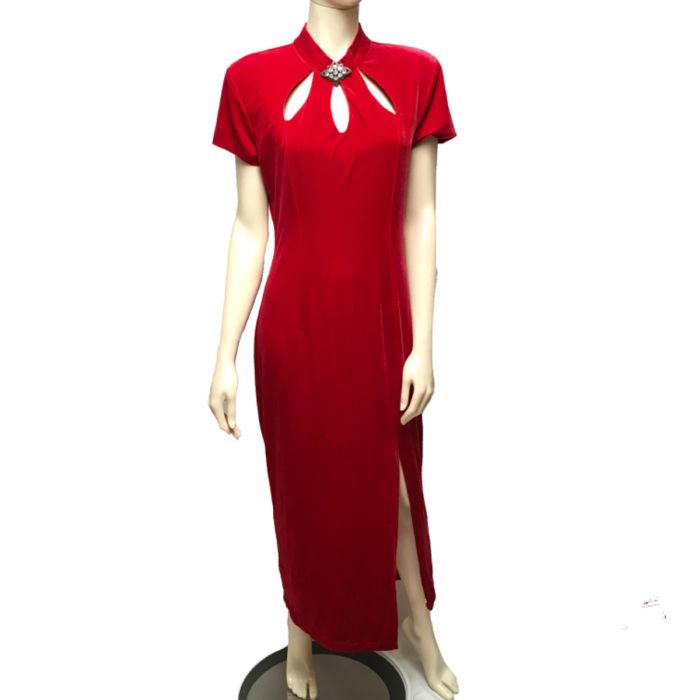 Red Velvet Stretch Maxi Dress | Fashion Conservatory