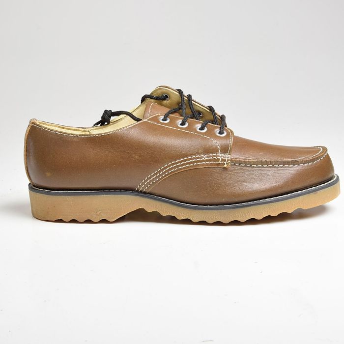 Sz9.5 1960s Brown Leather Work Shoes Steel Shank White Stitching Oil ...