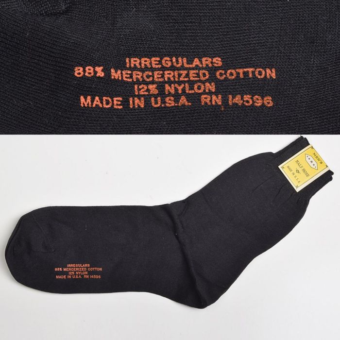 1950s Deadstock Mens Black Cotton Socks Rib Knit Cuffs Thin Lightweight ...