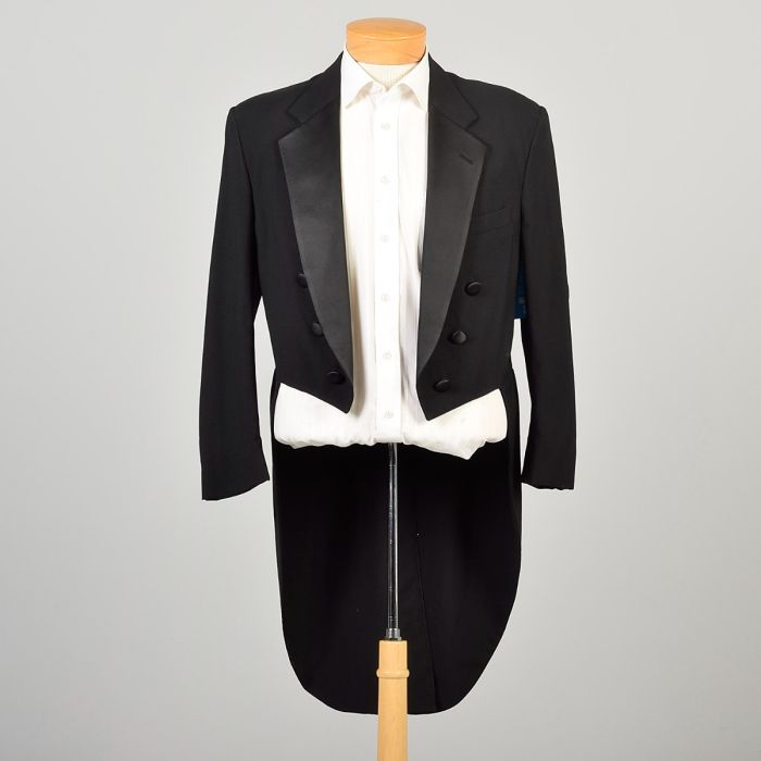 Mens Large 1990s Perry Ellis Black Tuxedo Formal Tailcoat Jacket ...
