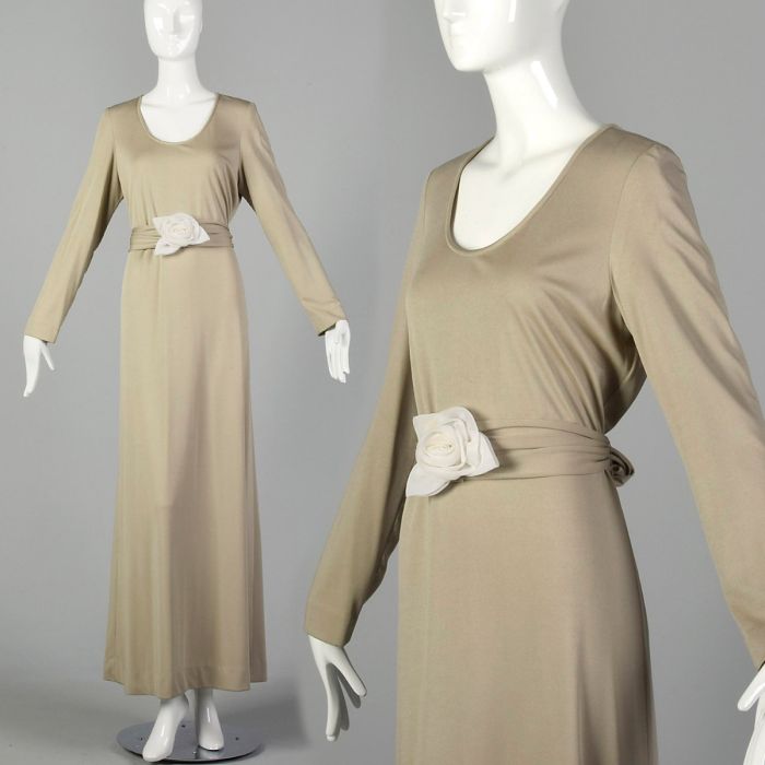 XL Lilli Diamond Maxi Dress Warm Gray Long Sleeve Knit Scoop Neck with ...