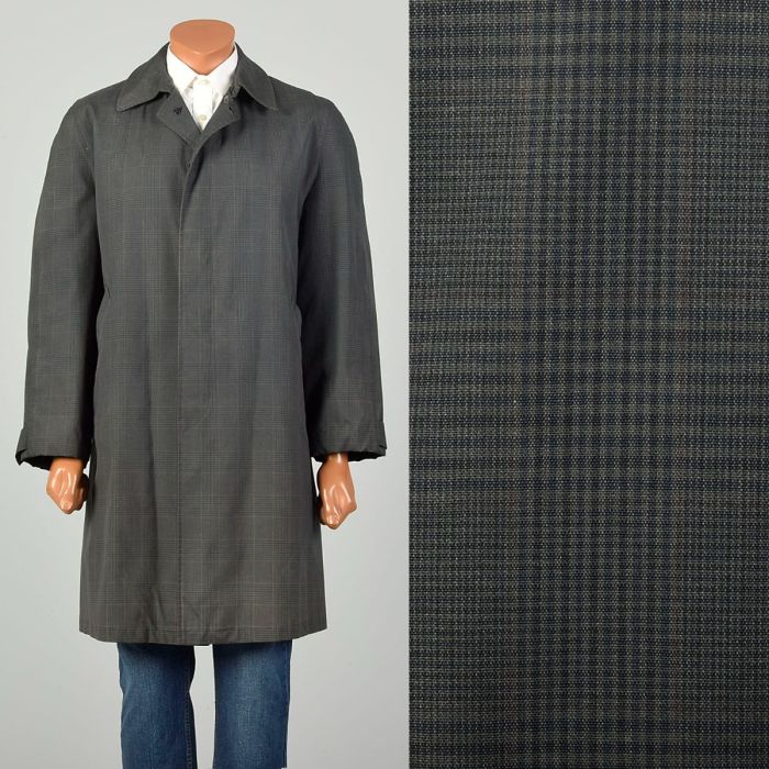 Large 1960s Collared Blue Glen Plaid Overcoat Fully Lined by Richman ...