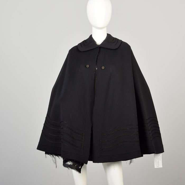 Victorian Cape Black Ribbon Trimmed Collared Outerwear | Fashion ...