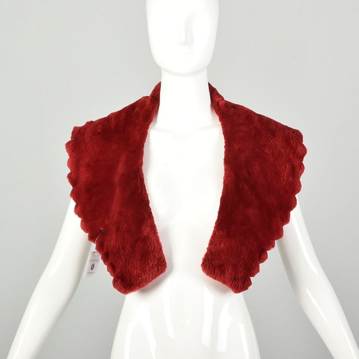 OSFM Red Sheared Fur Shawl Collar Scalloped Outer Edge | Fashion ...
