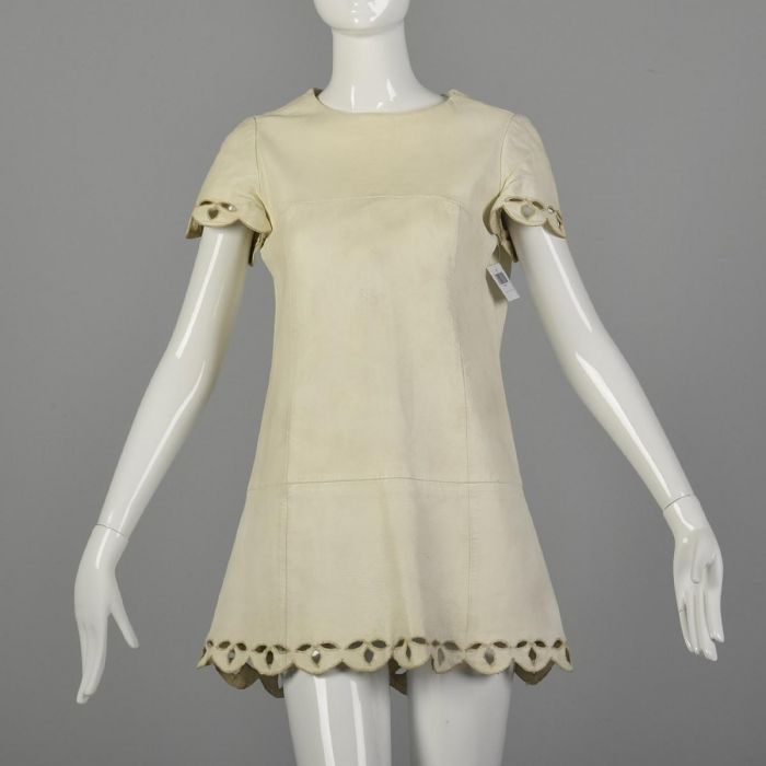 Medium 1960s Mod White Micro Mini Leather Dress Cut-Out Trim | Fashion ...