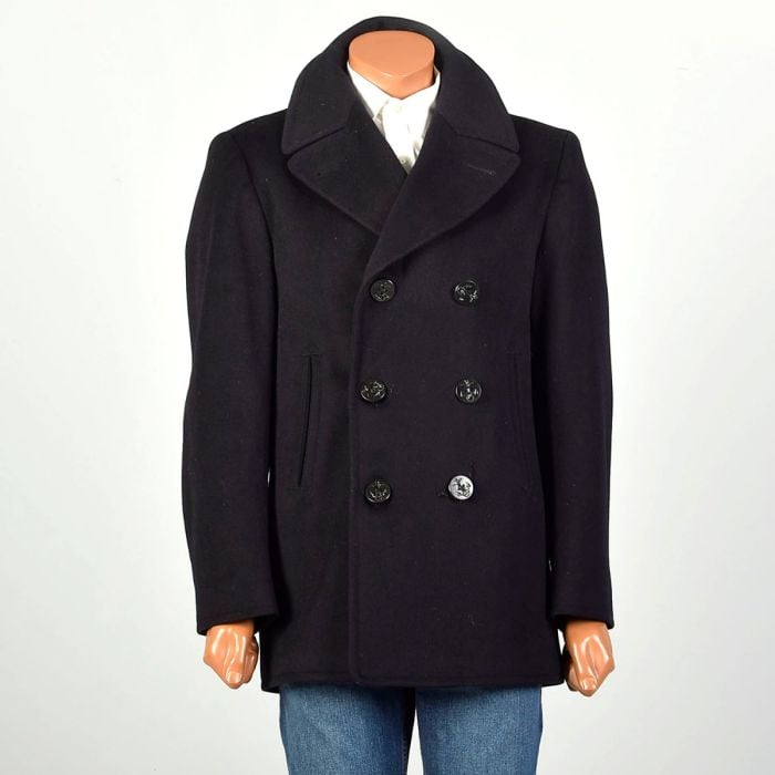 M | 1950s Navy Peacoat Anchor Buttons Naval Clothing Depot | Fashion ...