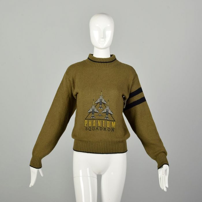 Large 1990s Boy's Phantom Squadron Sweater Fighter Pilot Unisex Space ...