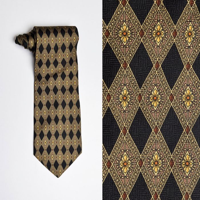 1990s Pierre Balmain Navy Blue Extra Long Silk Necktie Wide Diamond ...