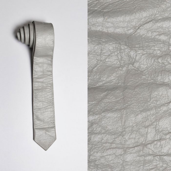 1980s Leather Necktie Gray Skinny Neck Tie | Fashion Conservatory