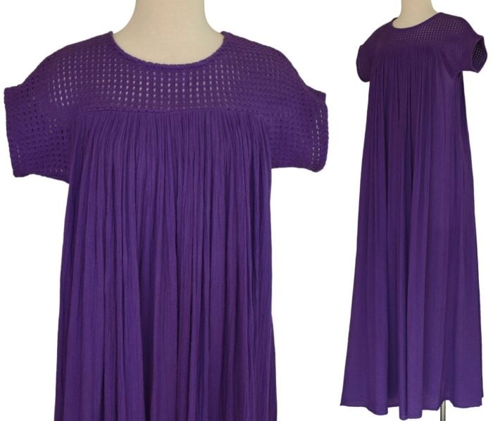 1970s I Magnin Purple Cotton Gauze Maxi Dress, Boho, Bohemian Kaftan ...