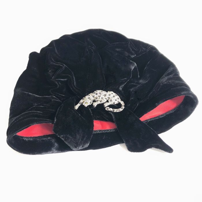 1960s Black Velvet Turban Hat w/Bow Detail | Fashion Conservatory