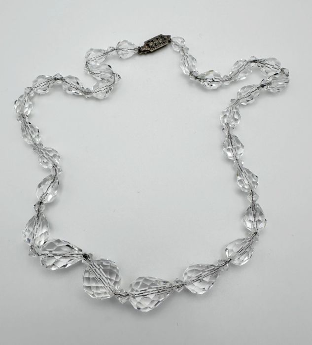 Vintage Clear Cut Faceted Glass Necklace 17 Inch | Fashion Conservatory