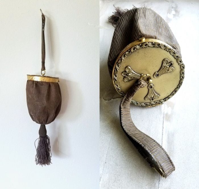 Sybil Edwardian chatelaine leather purse, art nouveau reticule, downton ...