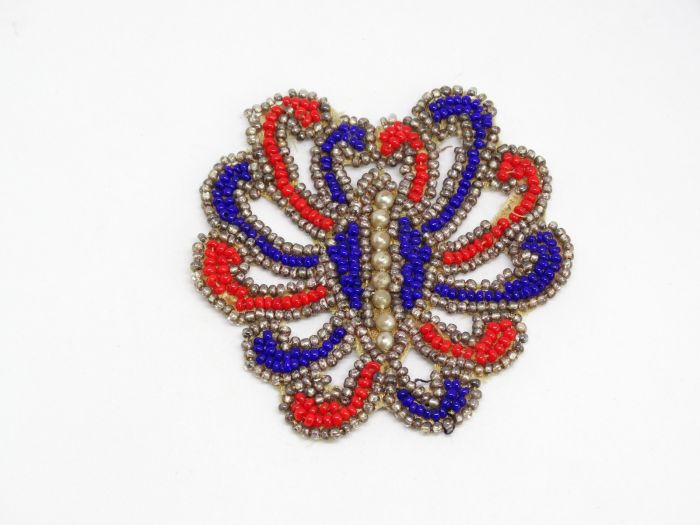 Antique Edwardian Art Deco Beaded Red and Blue Applique | Fashion ...