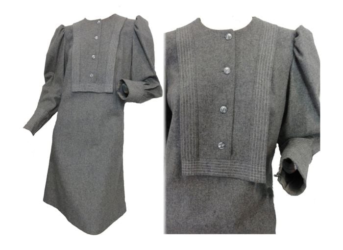 Vintage Mod 1960s Mini Tunic Dress Gray Wool Secretary Shift Dress ...