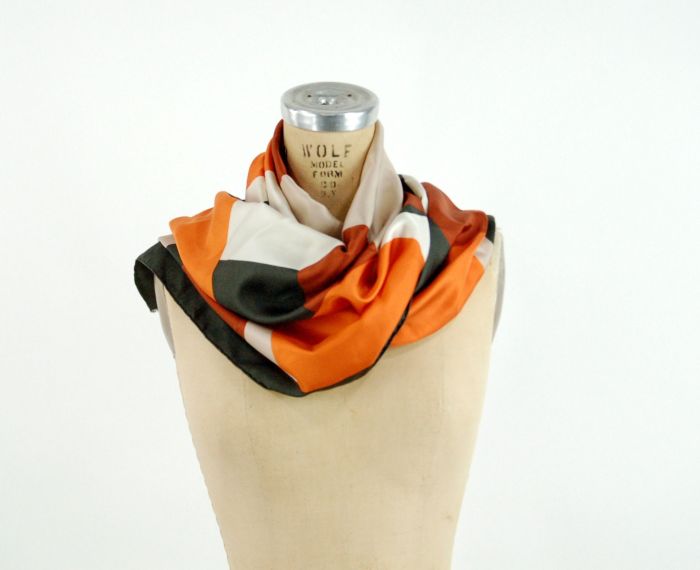 1950s Jacques Fath silk scarf geometric design reverse rolled hem Made ...
