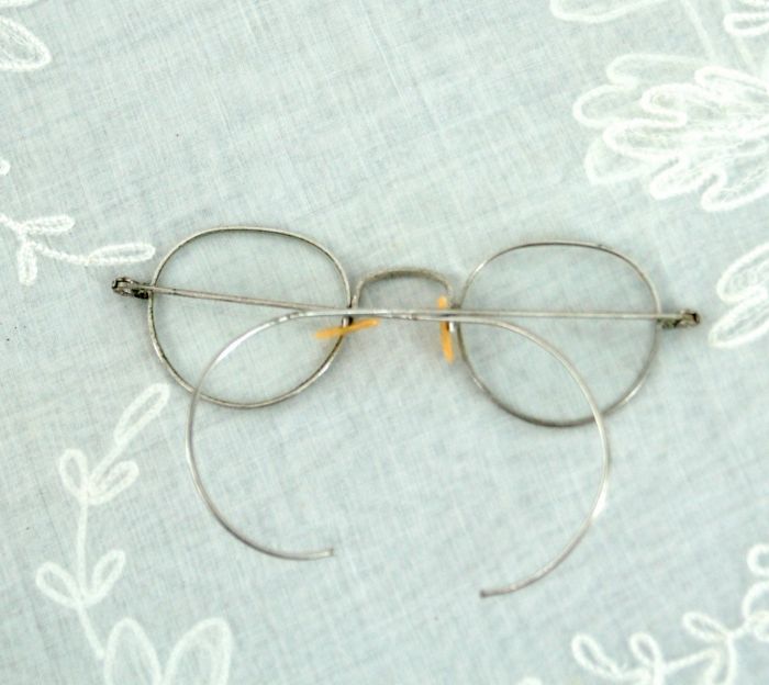 1920s silver wire rim eyeglasses with leather case antique frames ...