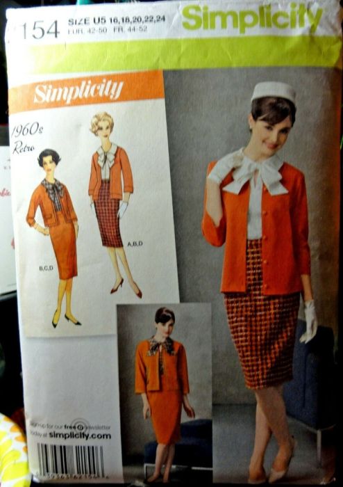 Simplicity Sewing Pattern 2154 Vintage 1960s Style Reproduction Suit ...