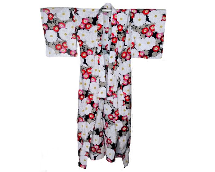 Vintage Cotton Kimono Yukata Robe Floral Print Size M | Fashion ...