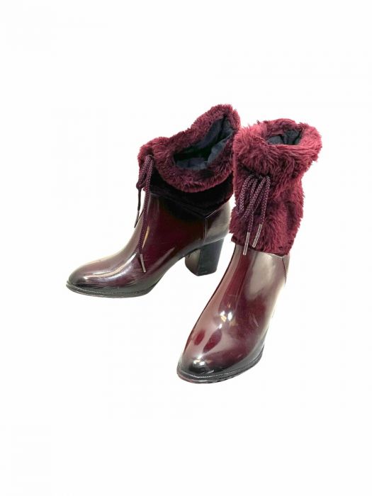 1980s molded rubber boots with faux fur cuff burgundy Size 7 | Fashion ...