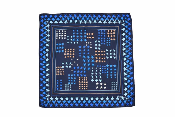 1970s Scarf | Vintage 70s Stars Pattern Square Scarf | Shades of Blue ...