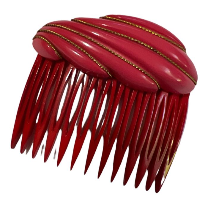 Fab 1980’s Deadstock Handmade Red & Gold French Hair Comb | Fashion ...