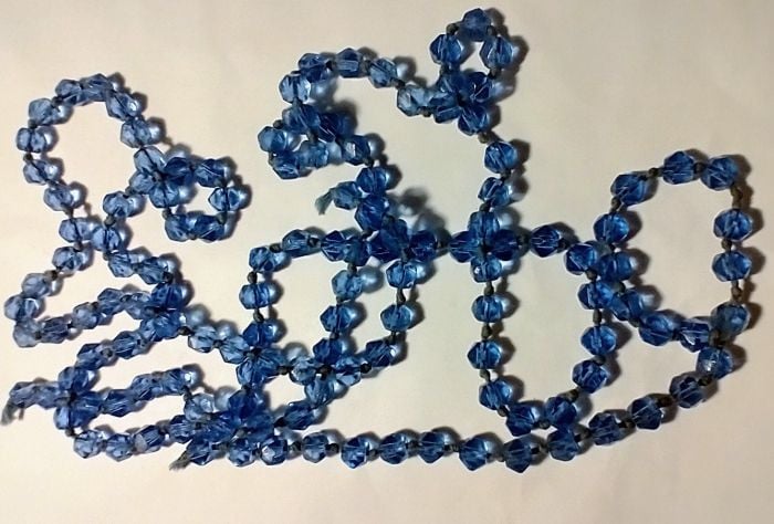 Antique 1920s Long Strand of Blue Faceted Round Transparent Glass Beads ...