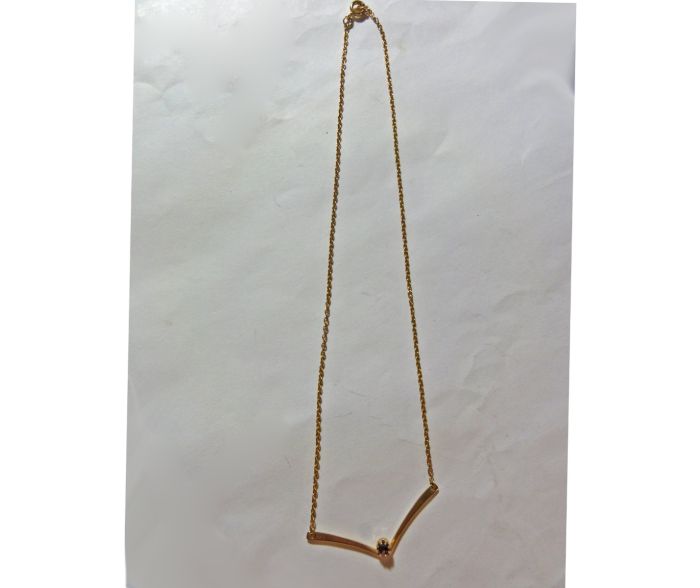 Vintage 70s Dainty Choker Necklace V Shape with Rhinestone Goldtone ...