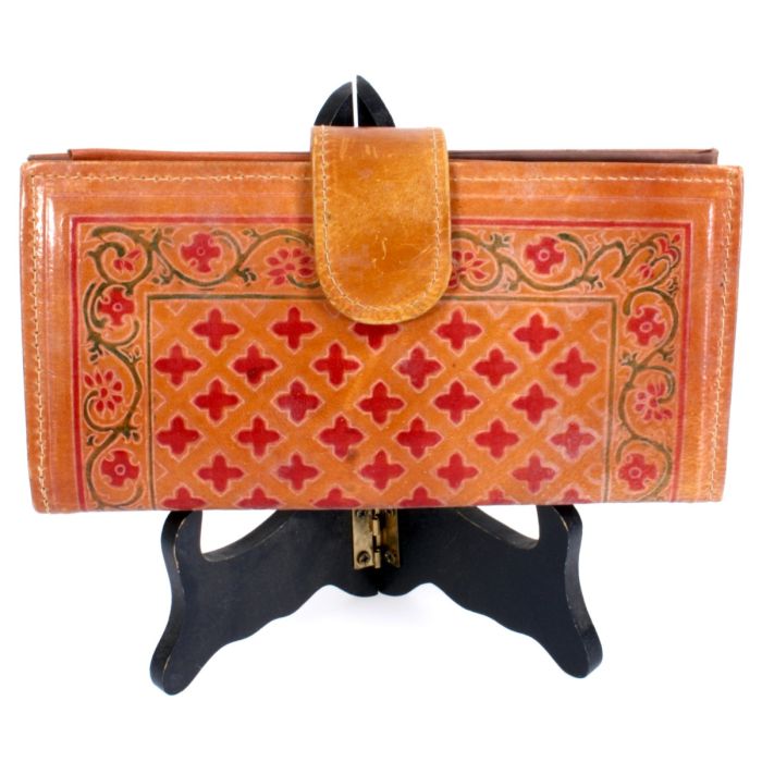 Deadstock Vintage 90s RGA Painted Tooled Leather Wallet Cottagecore ...