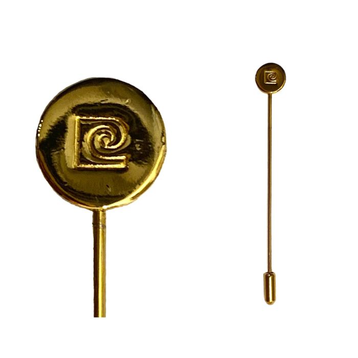 70s Gold Tone Logo Stick Pin Hat Pin | Fashion Conservatory