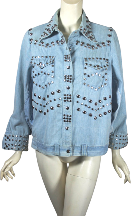 70s Light Wash Brushed Denim Studded 70s Jean Jacket | Fashion Conservatory