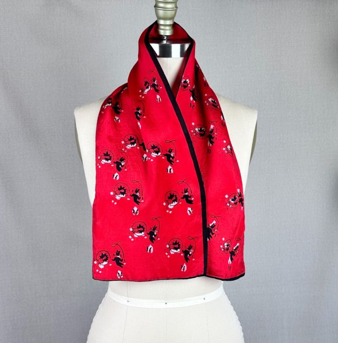 Vintage Red Circus Theme Neck Scarf by Symphony | Fashion Conservatory