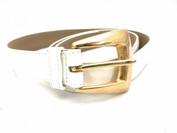 Milor Vintage Belt White Leather Gold Buckle 1990s | Fashion Conservatory