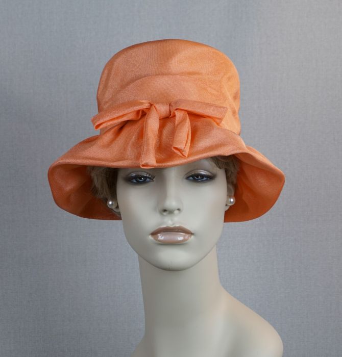 70s Tangerine Floppy Brim Cloche Style Hat | Fashion Conservatory
