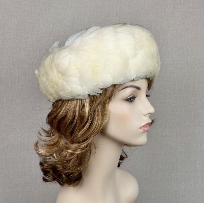 Vintage 30s White Feather Turban Style Hat | Fashion Conservatory